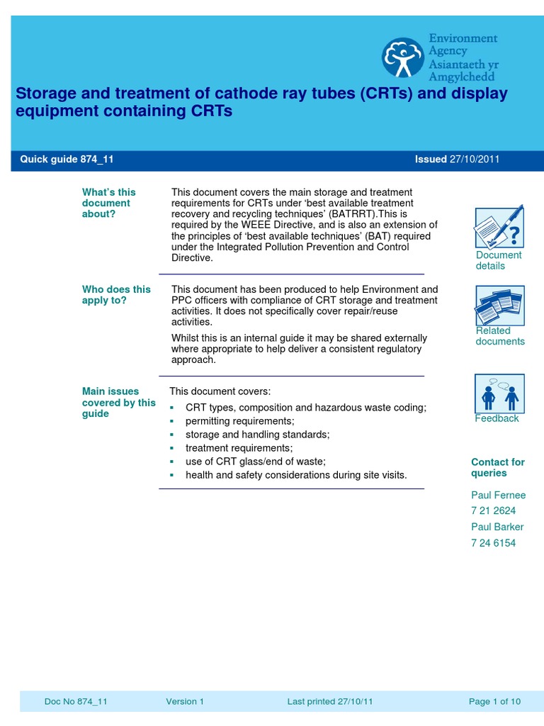 CRT Standards | PDF | Cathode Ray Tube | Electronic Waste