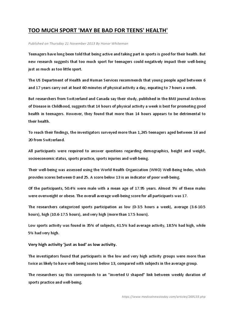 ARTICLE Health and Science | PDF | Adolescence | Well Being