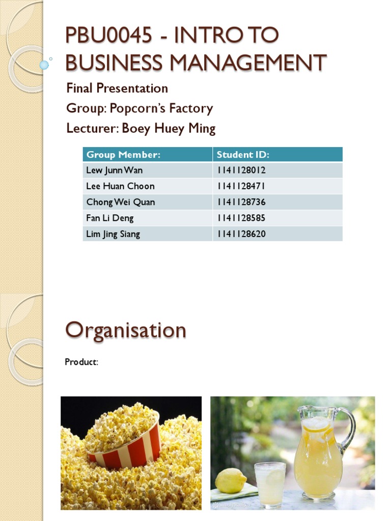 Business Management Presentation: Popcorn Factory | PDF | Business ...