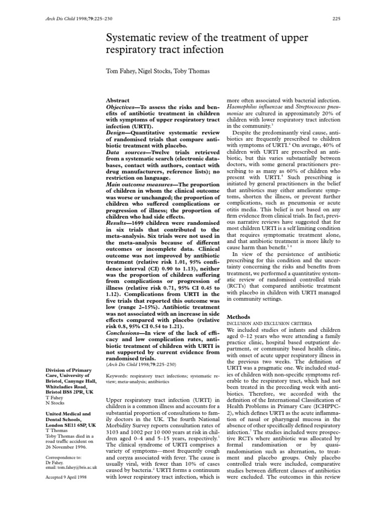 TX URTI | PDF | Randomized Controlled Trial | Common Cold