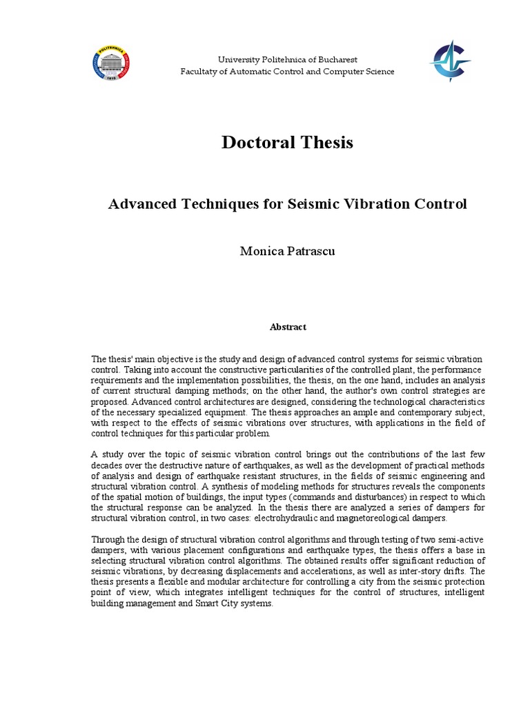 Advanced Techniques for Seismic Vibration Control: A Study of Active and Semi-Active Damping ...