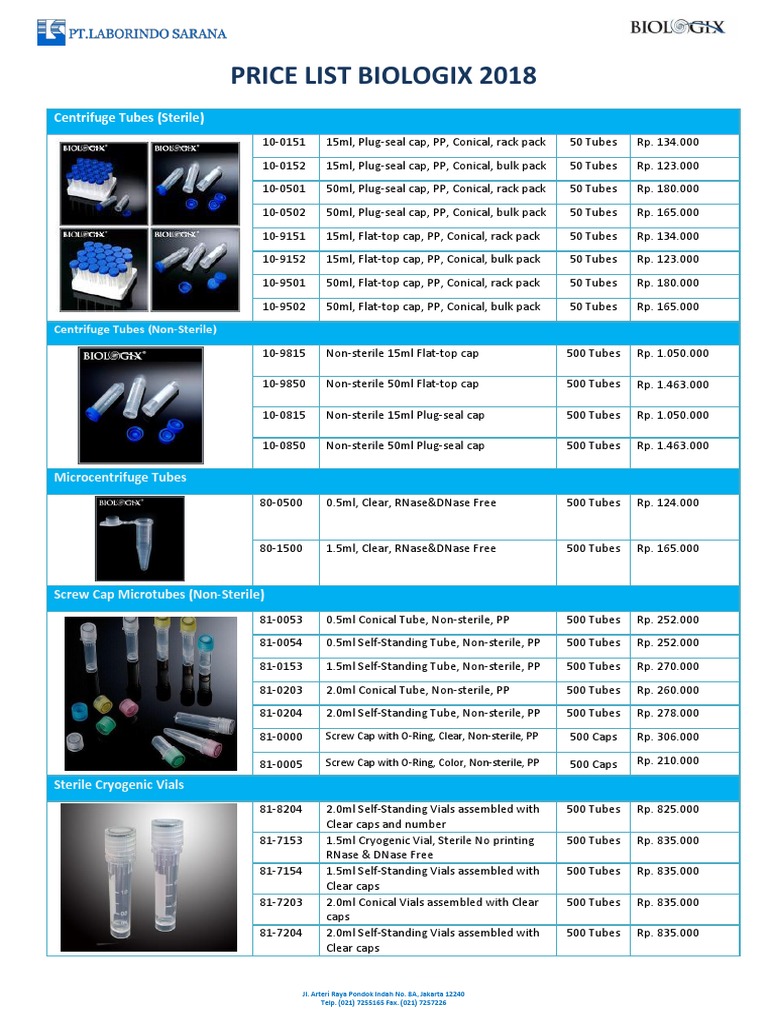 Harga Baru Biologix (September 2018) | PDF | Laboratories | Laboratory ...