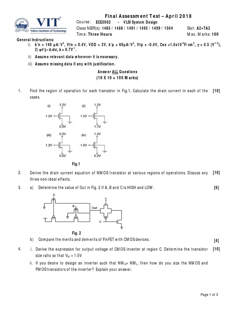 Model Test Paper | PDF | Cmos | Logic Gate
