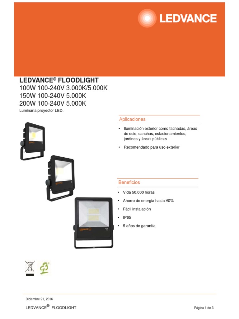 Ledvance Floodlight Alta Potencia | PDF | Encendiendo | Óptica