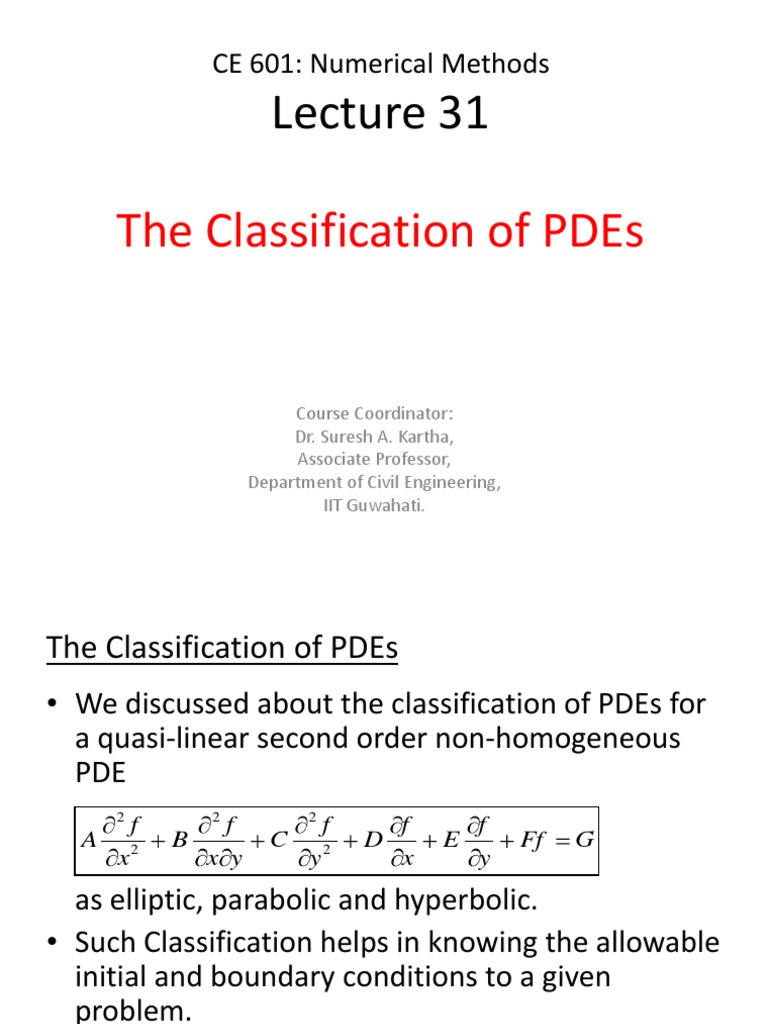 Ce 601 Num Meth Lecture 31 | PDF | Partial Differential Equation | Equations