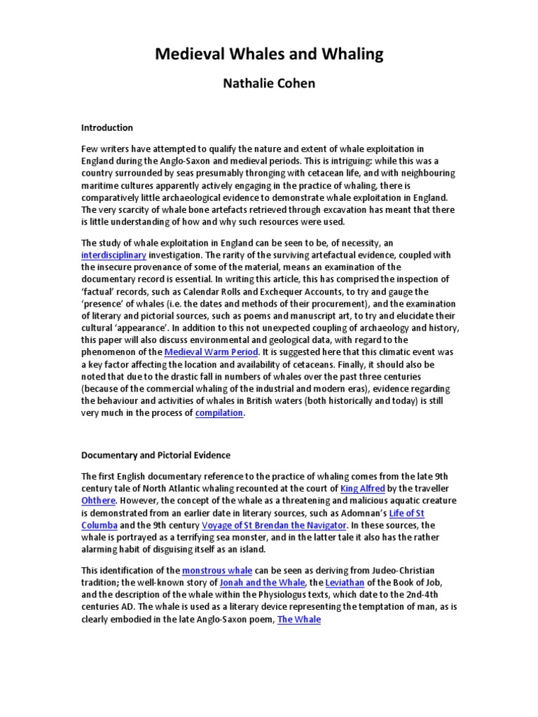 Medieval Whales and Whaling | PDF | Whales | Vikings