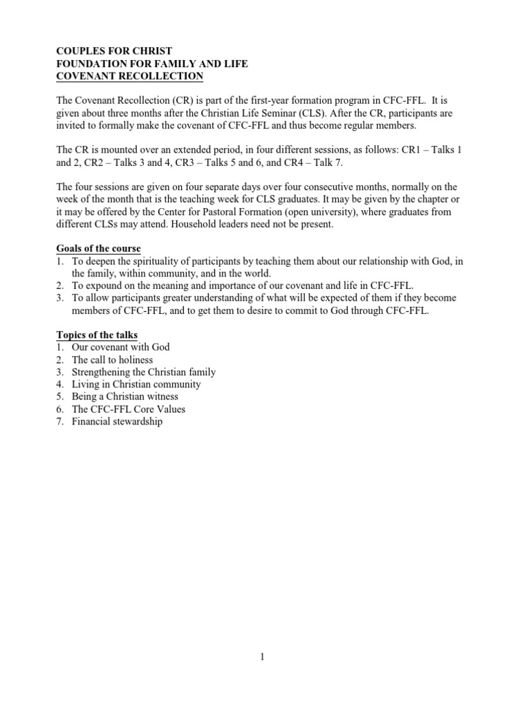 Covenant Recollection Manual | PDF | New Covenant | Prayer