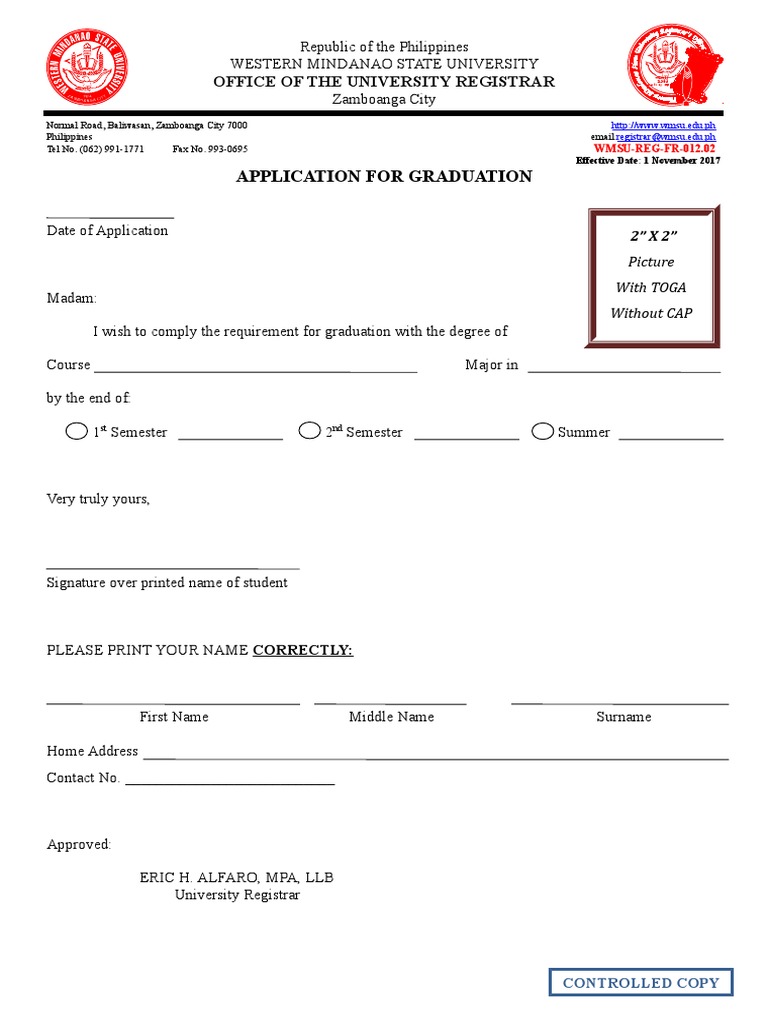 Application For Graduation