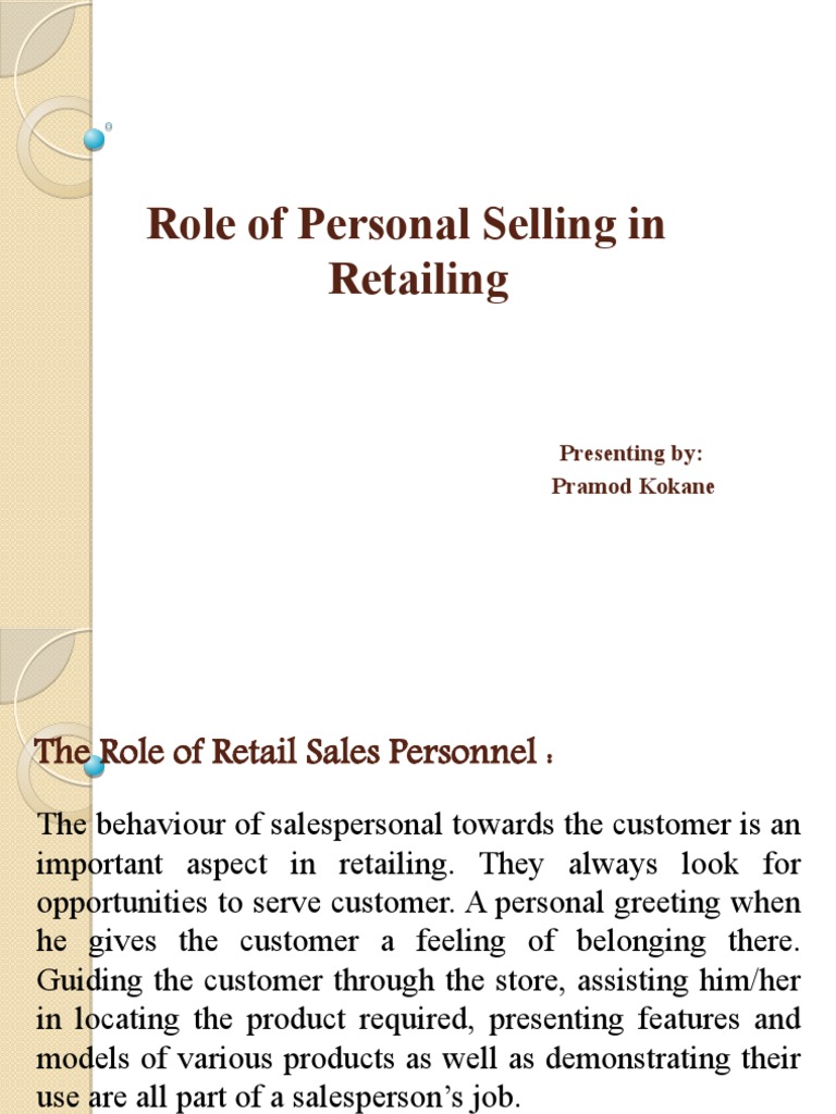 Importance of Personal Selling in Retail | PDF
