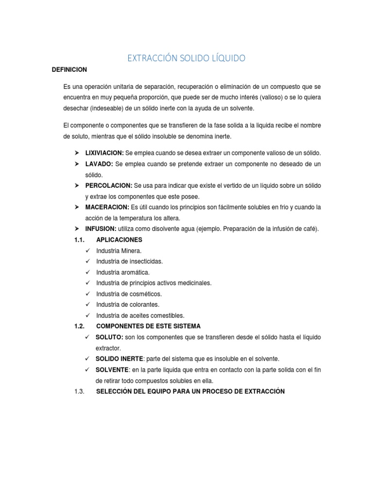 Extracción Sólido-Líquido: Métodos y Aplicaciones | PDF | Solvente ...