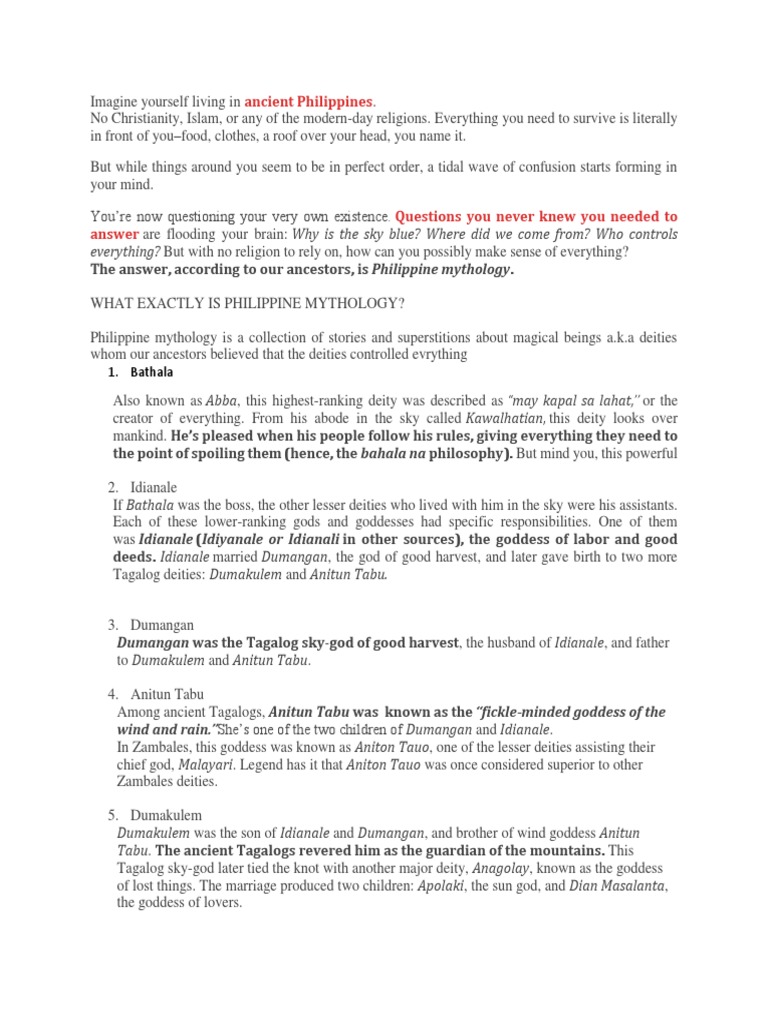 Philippine Mythology Script | PDF | Deities | Solar Deity