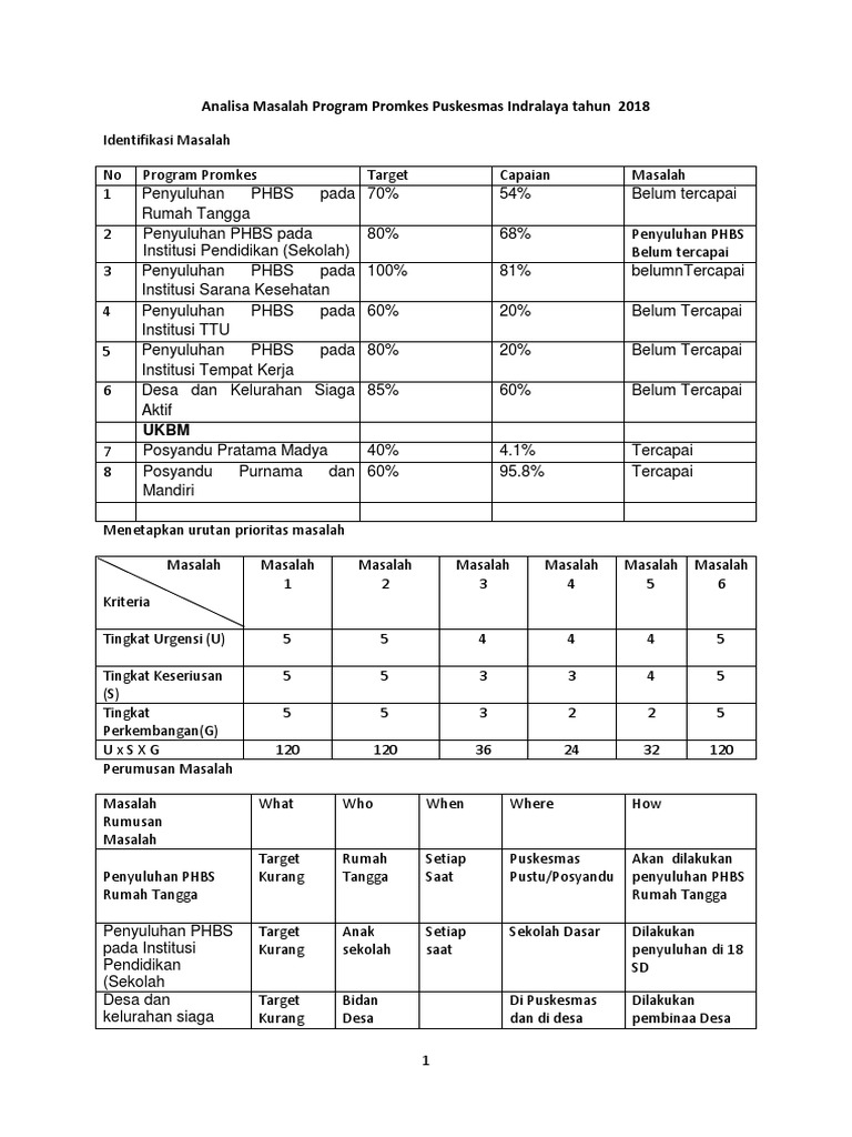 Analisa Masalah Promkes | PDF