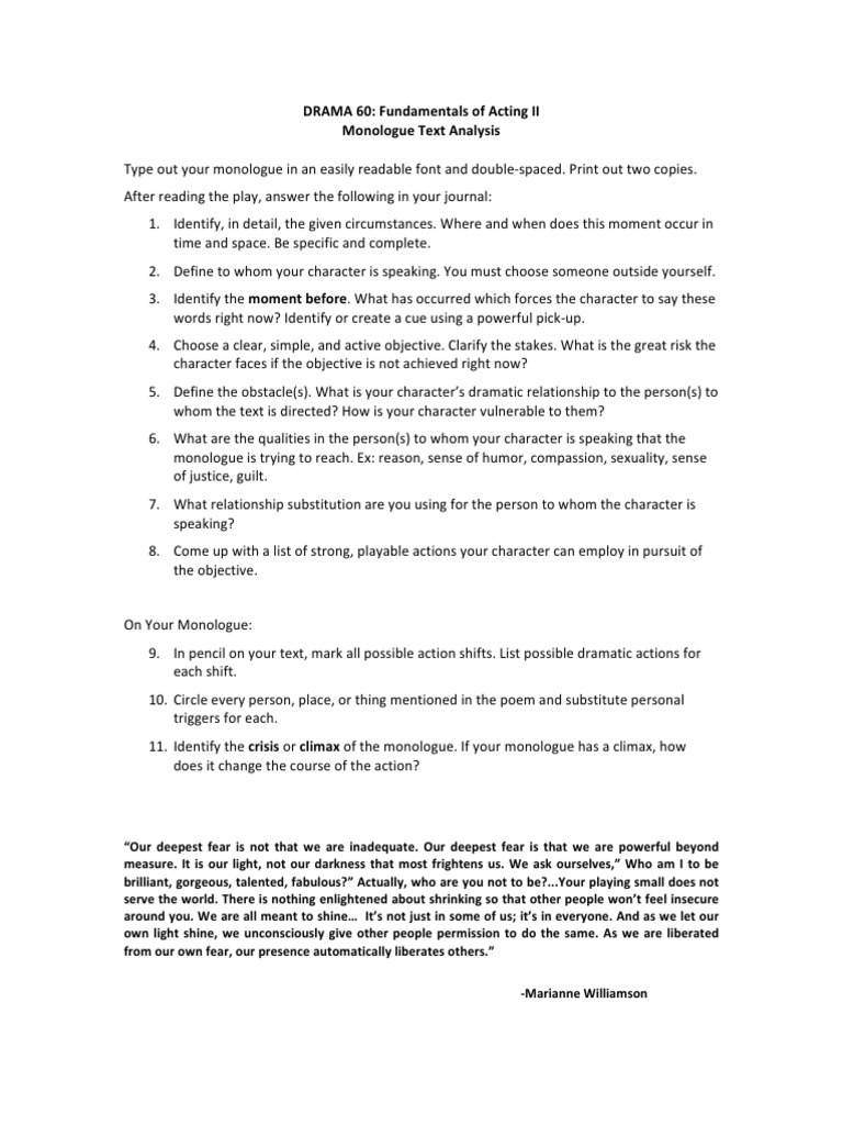 60 Monologue Text Analysis | PDF | Cognitive Science | Psychology