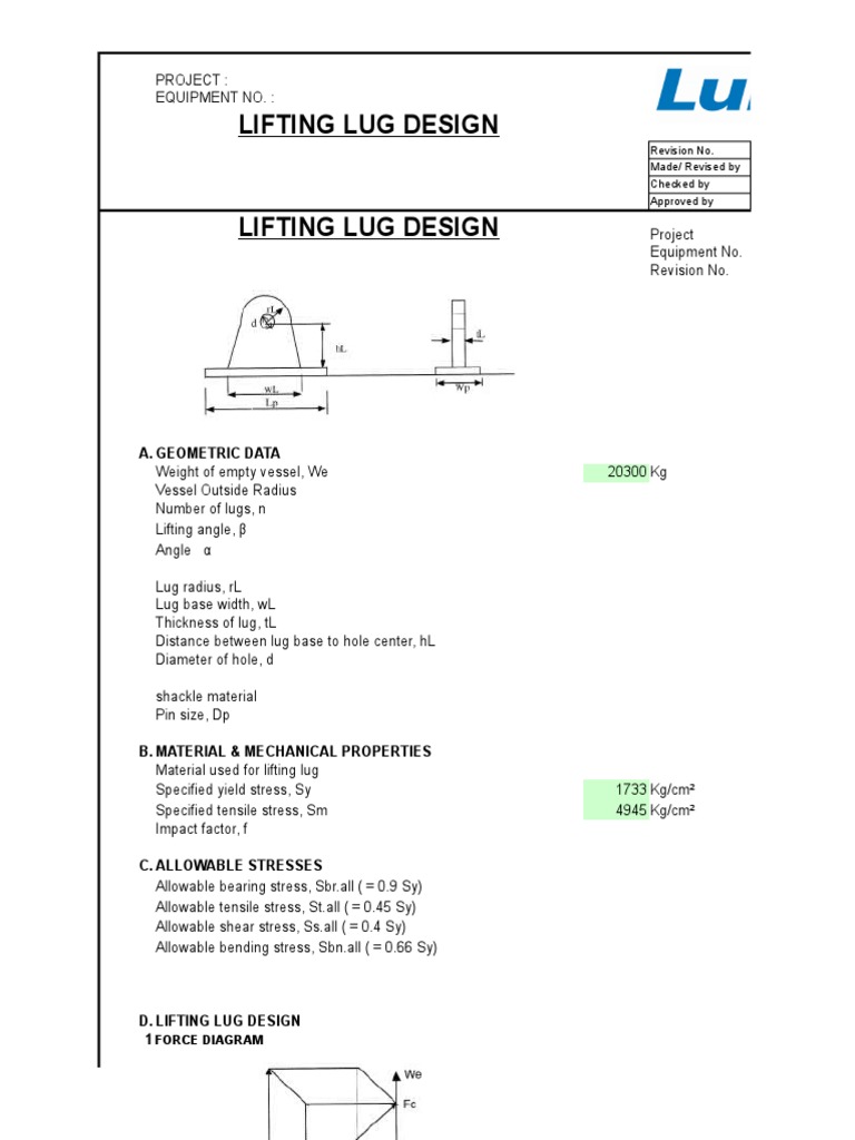Lifting Lug Design (3064) | PDF | Bending | Yield (Engineering)