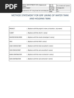 GRP Lining Method Statement for Water Tanks | PDF | Fiberglass ...