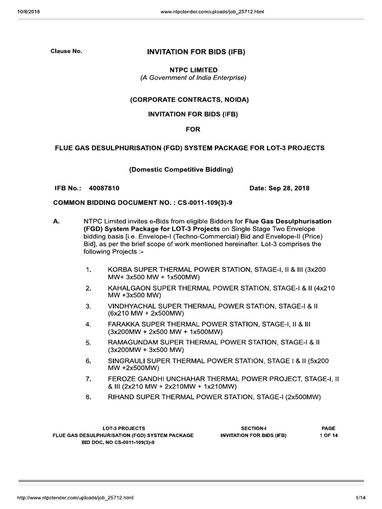 FGD NTPC Tender Lot 3 Oct 2018