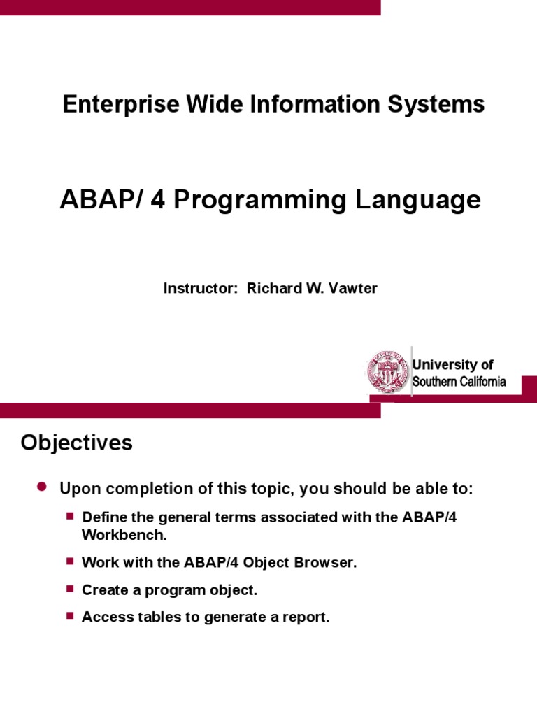 ABAP/ 4 Programming Language: Enterprise Wide Information Systems | PDF