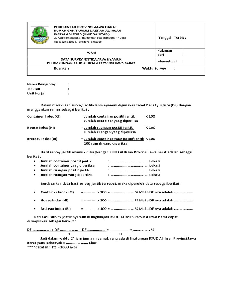 Form Survey Jentik Nyamuk | PDF