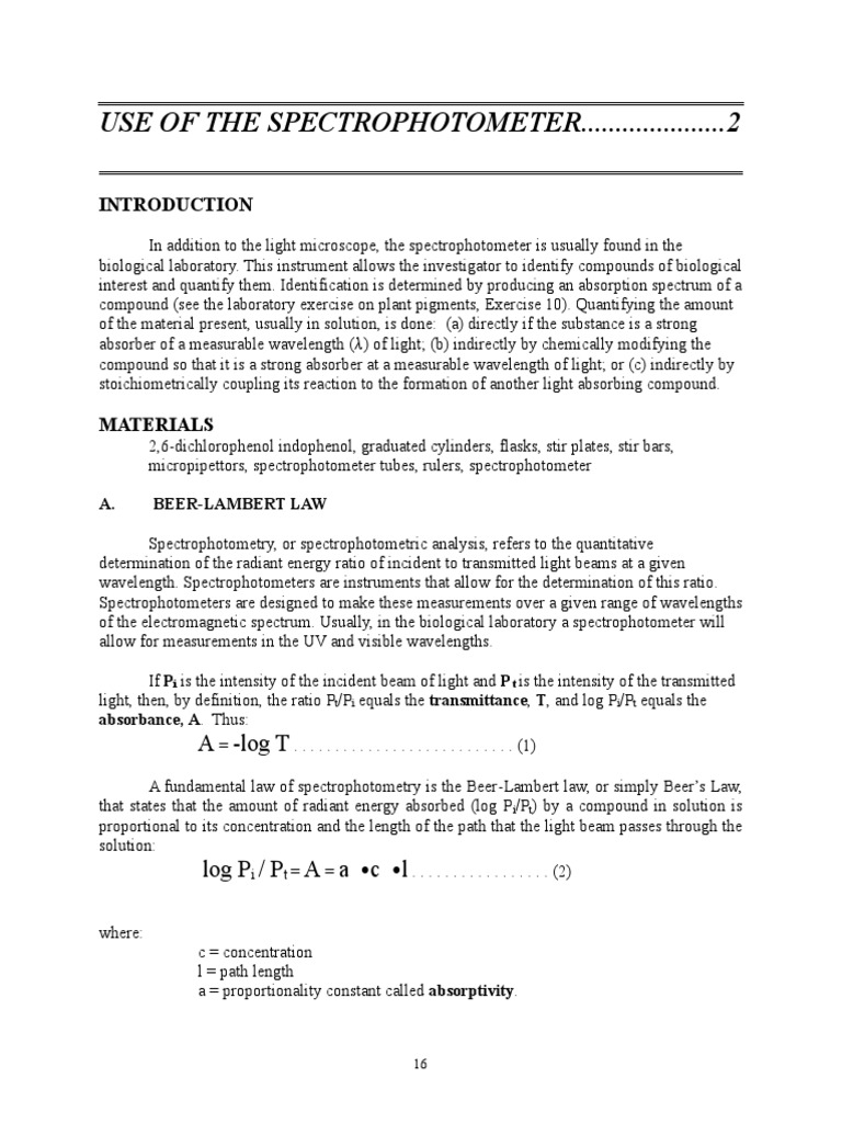 Use of The Spectrophotometer-2 | PDF | Spectrophotometry | Absorbance