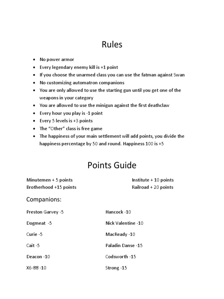 Points Guide | PDF