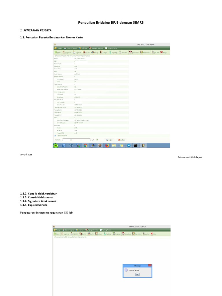 Pengujian Bridging BPJS Dengan SIMRS | PDF
