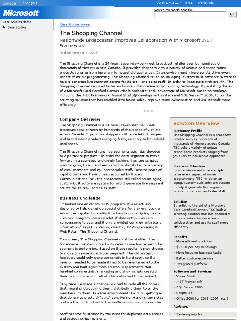 The Shopping Channel: Framework | PDF | Microsoft Visual Studio | Microsoft