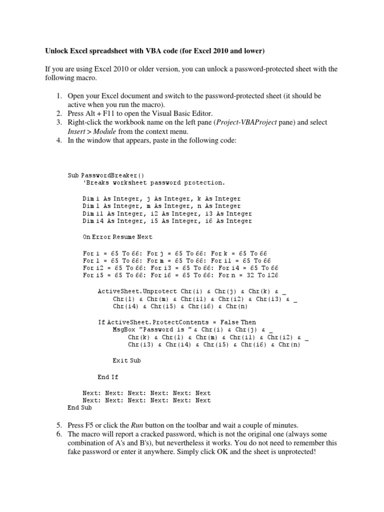 unlock-excel-spreadsheet-with-vba-code-for-excel-2010-and-lower-pdf