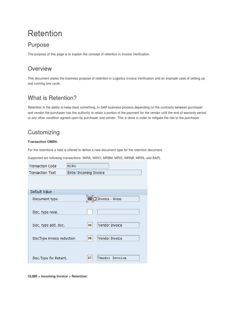 Vendor Invoice - Retention | Invoice | Subroutine
