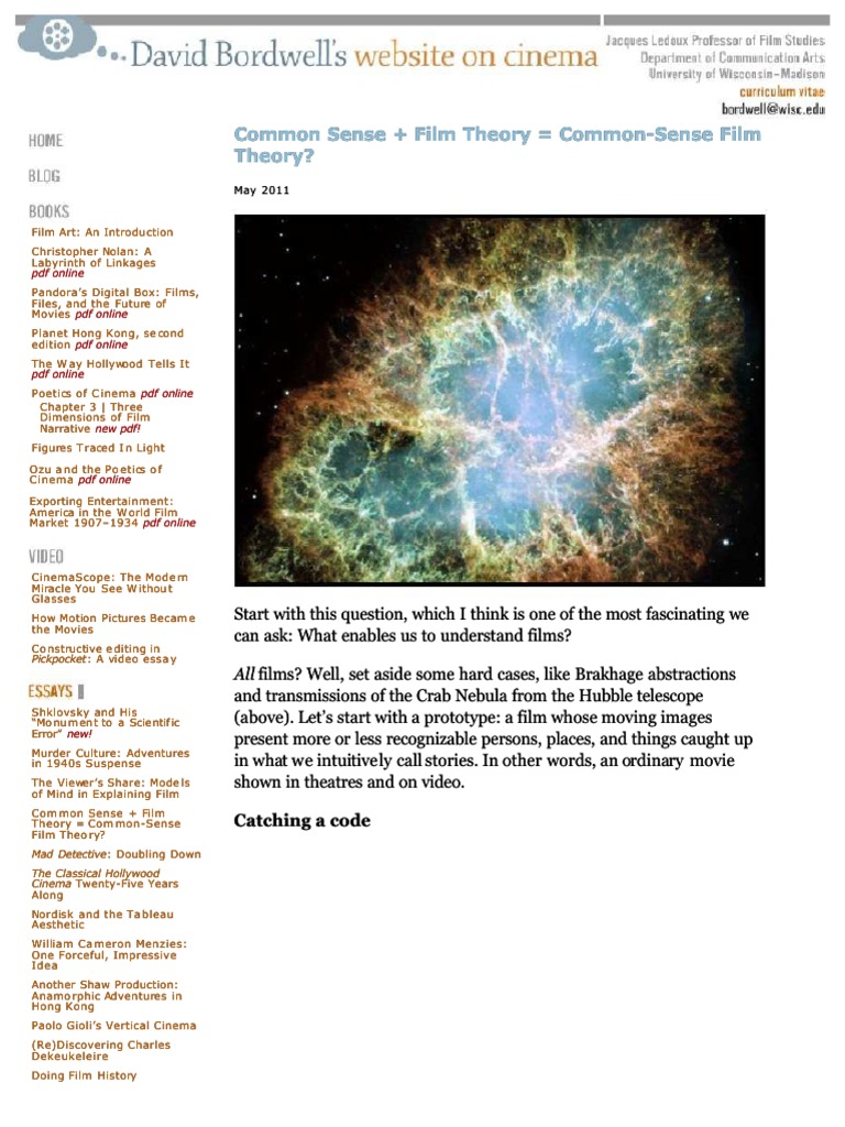 Docshare - Tips Bordwell Common Sense Film Theory | PDF | Perception | Cognitive Science