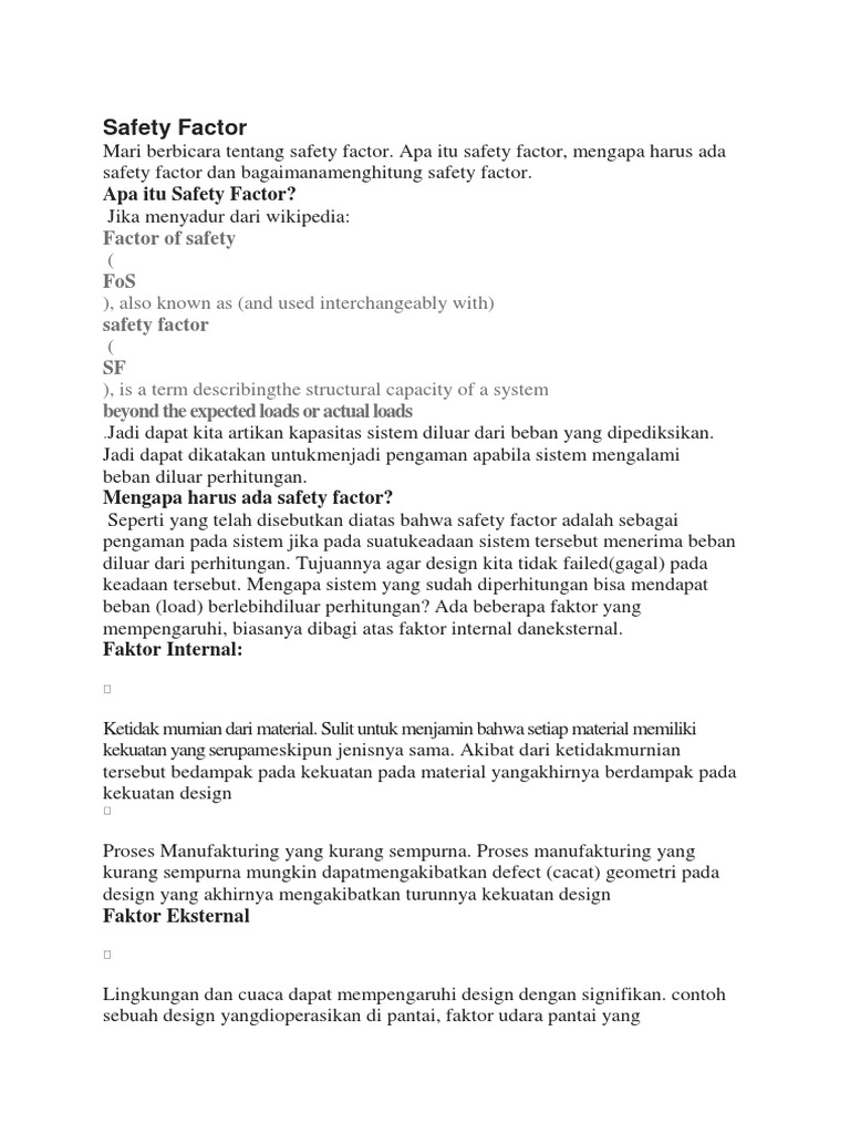 Perhitungan Safety Factor | PDF