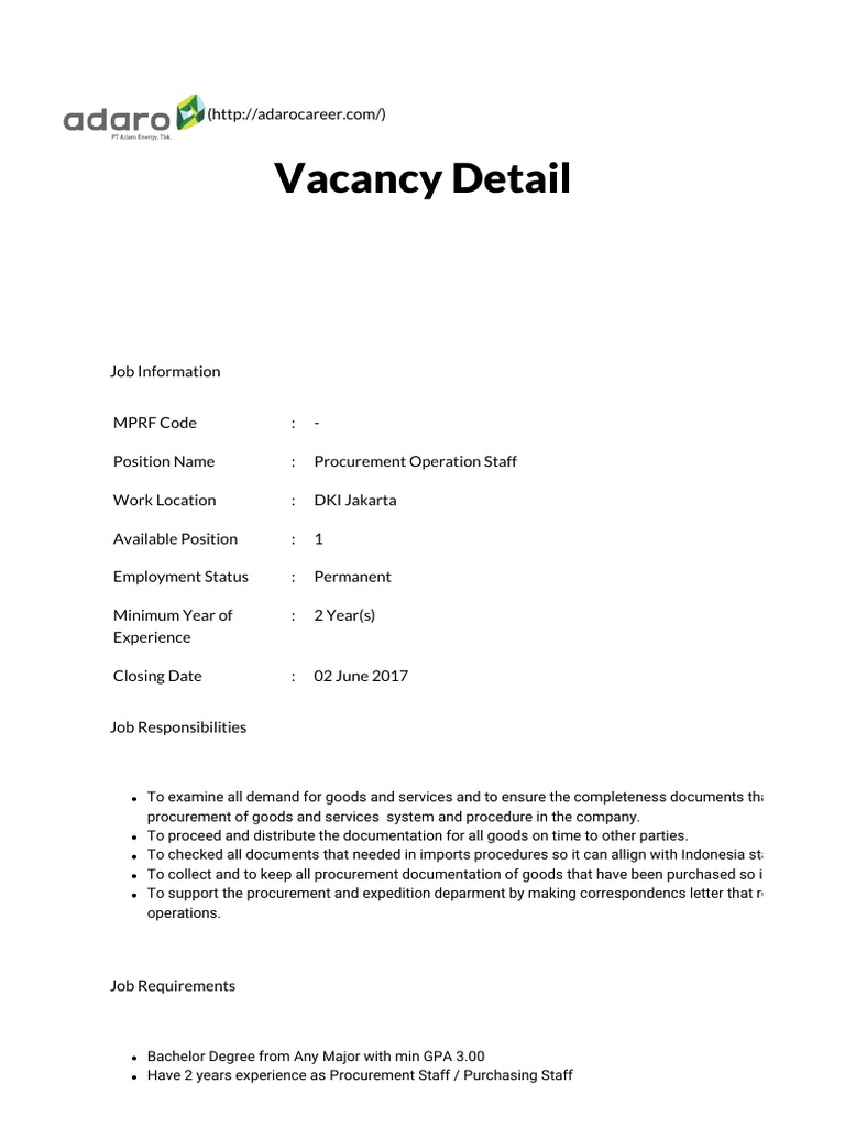 Adaro Career | PDF | Business