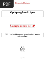 Compte Rendu TP Optique - Focométrie | PDF | Optique
