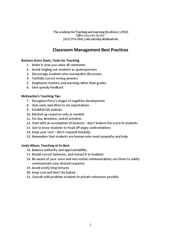 Handout Classroom Management | PDF | Classroom Management | Attention Deficit Hyperactivity Disorder