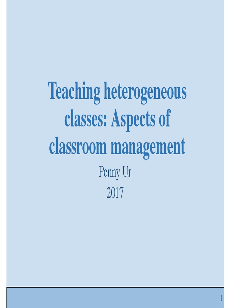 Teaching Heterogeneous Classes - Aspects of Classroom Management ...