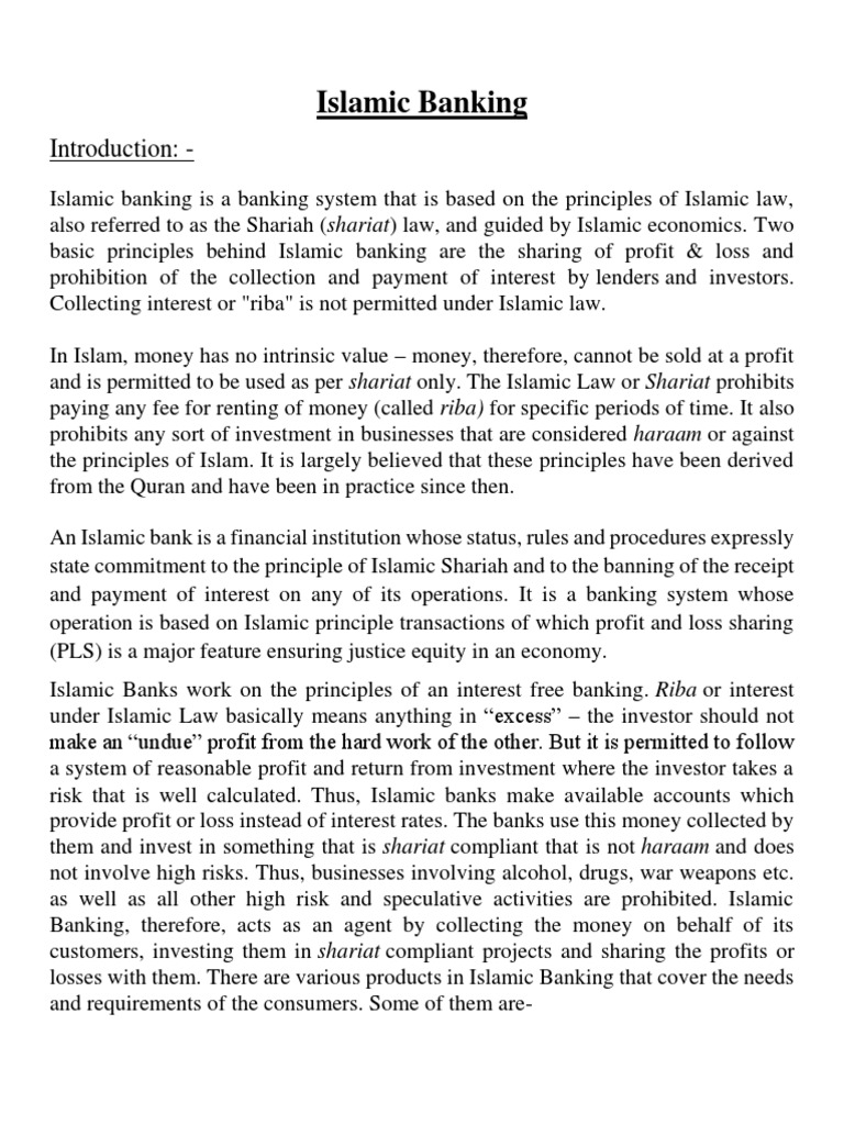 Basics of Islamic Banking | PDF | Islamic Banking And Finance | Interest