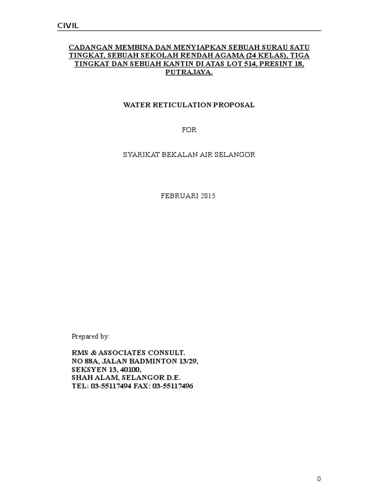 SYABAS Water Reticulation Proposal | PDF | Pipe (Fluid Conveyance ...