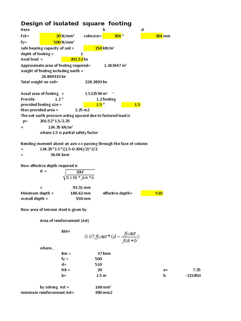 Design of Isolated Footing | PDF | Concrete | Mechanics