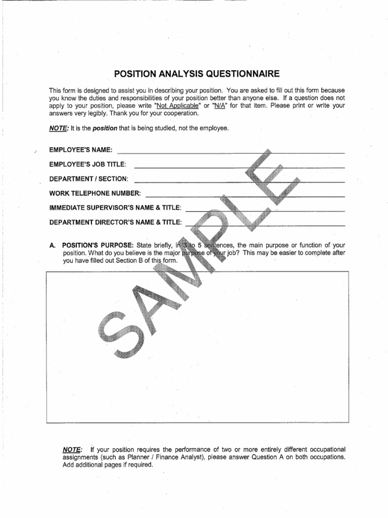 Sample Position Analysis Questionnaire | PDF