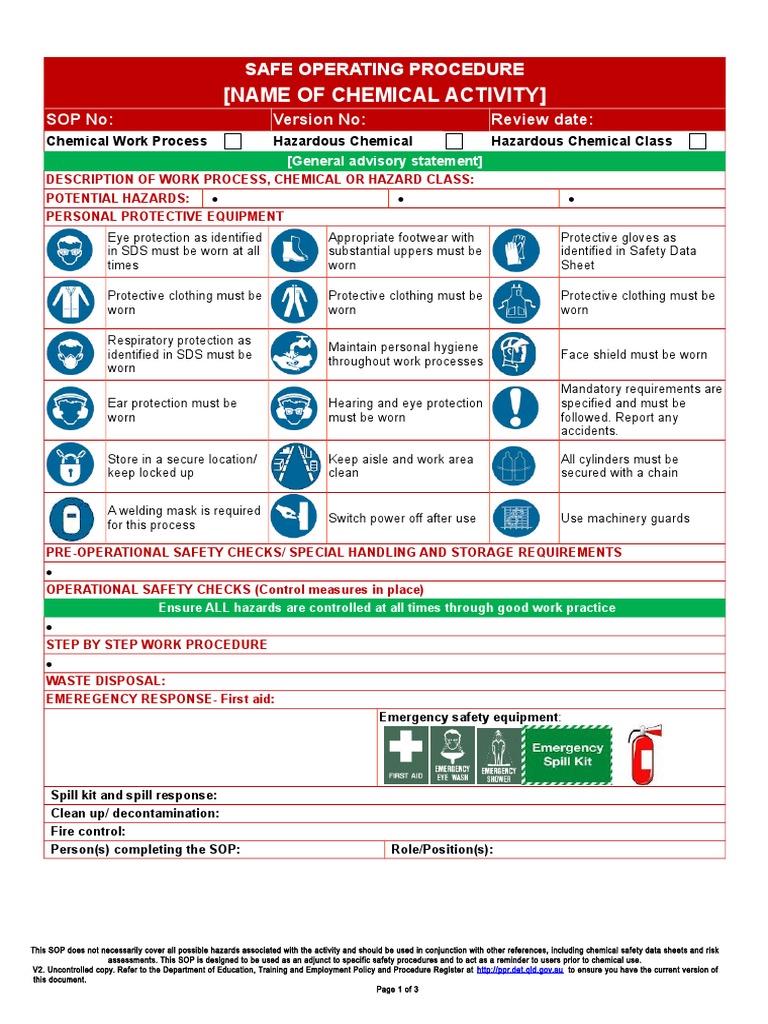 Safe Operating Procedure Template | Download Free PDF | Personal ...