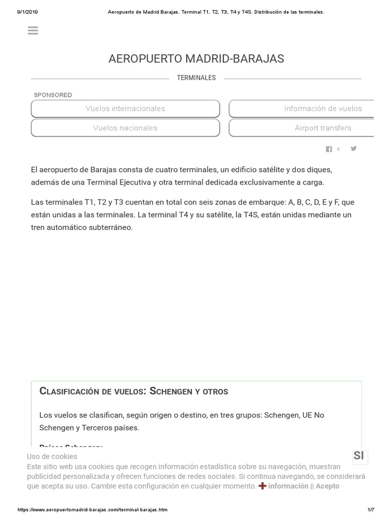 Aeropuerto de Madrid Barajas. Terminal T1, T2, T3, T4 y T4S ...