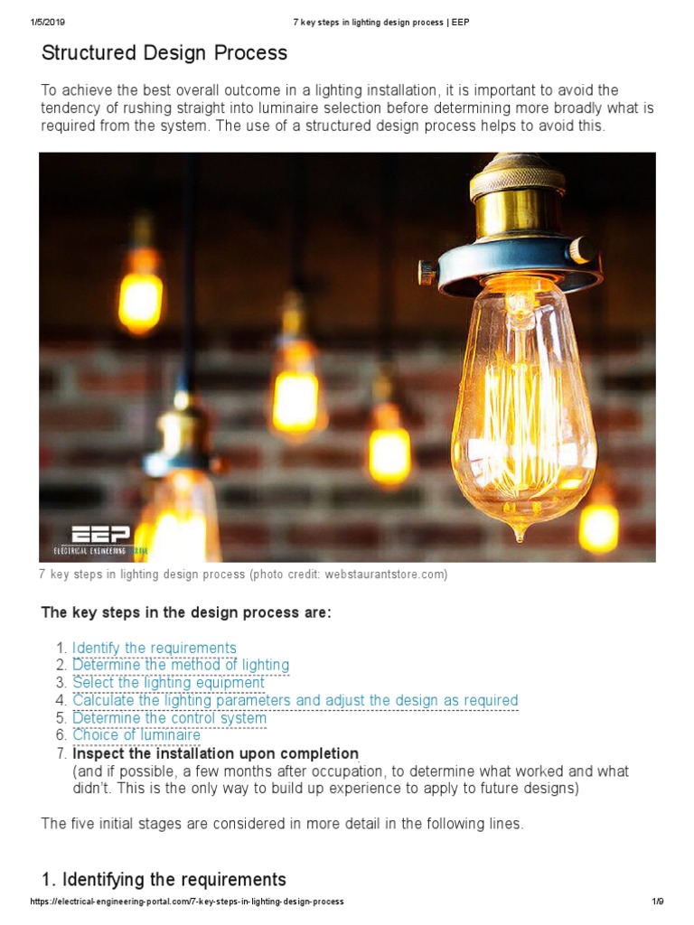 7 Key Steps in Lighting Design Process - EEP | PDF | Lighting ...