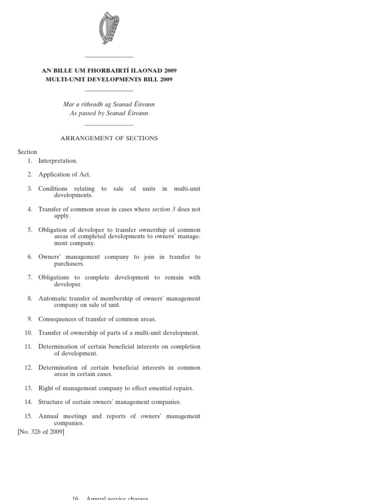 Multi-Unit Development Bill 2009 | PDF | Act Of Parliament | Mortgage Law
