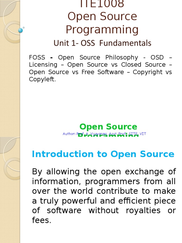 3-Introduction To Open Source Software - OSS-04-Dec-2018Reference Material I - Unit - 1 - Part ...