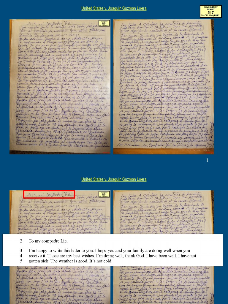 Chapo S Prison Letter To Damaso Lopez Nunez El Lic | PDF