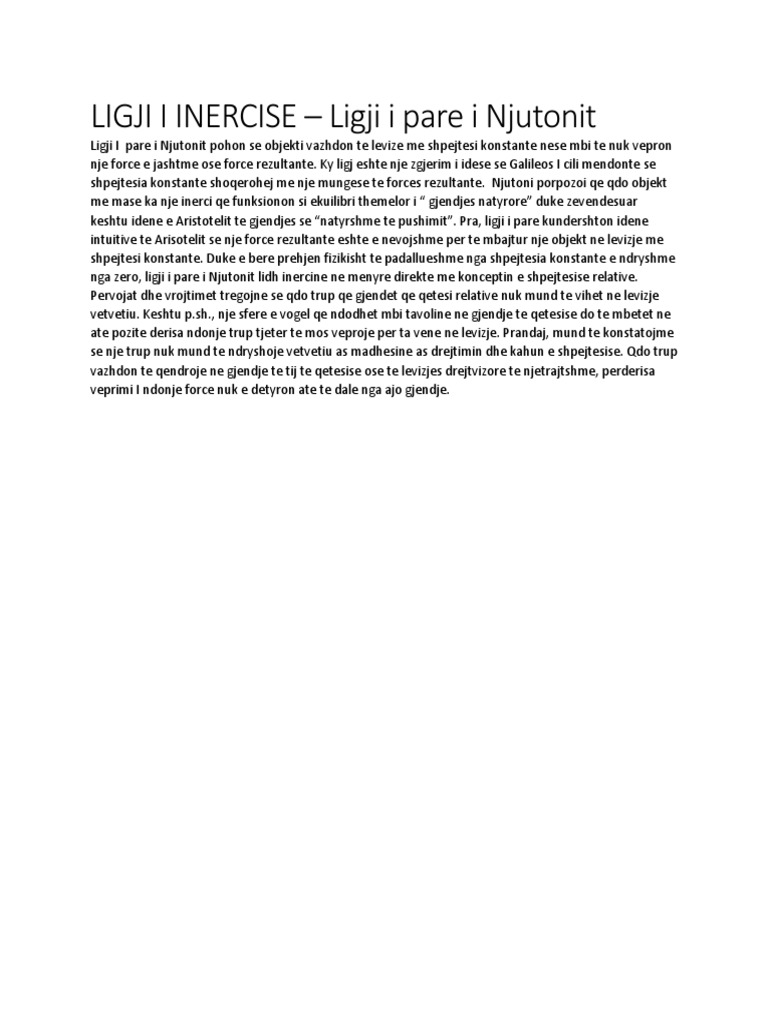 Ligji I Inercise | PDF