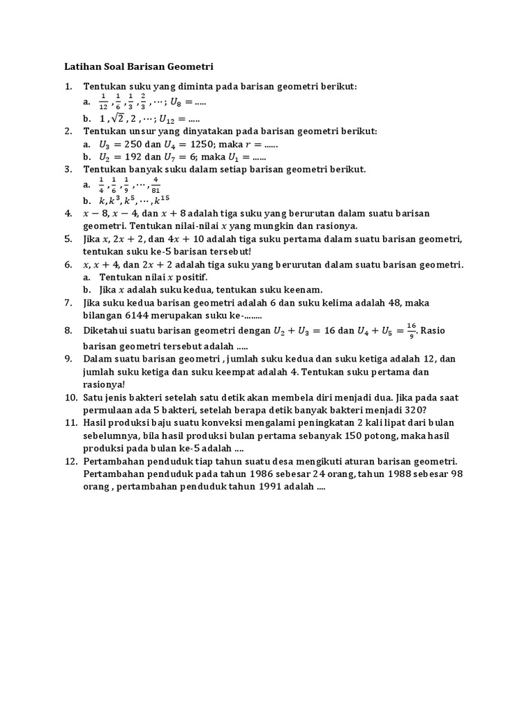 Latihan Soal 3 - Barisan Dan Deret Geometri | PDF