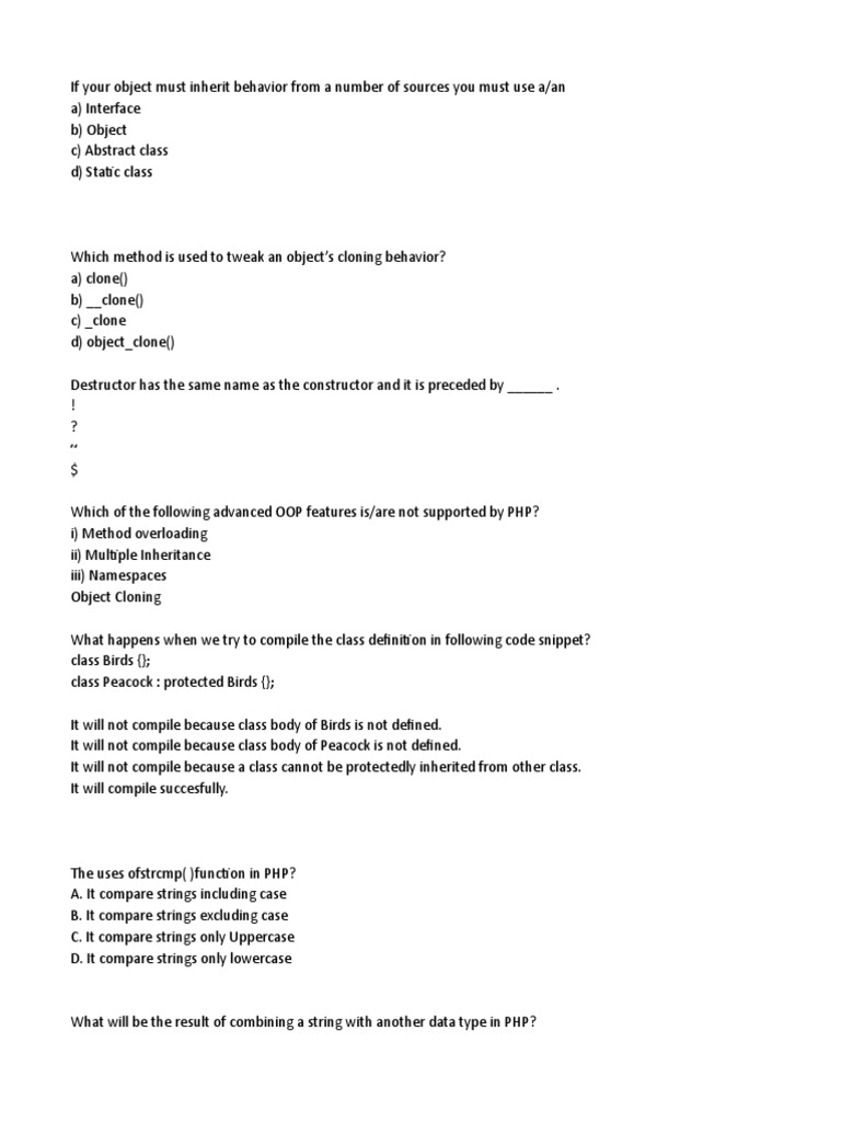 Php Question Pdf Class Computer Programming Inheritance Object 9282