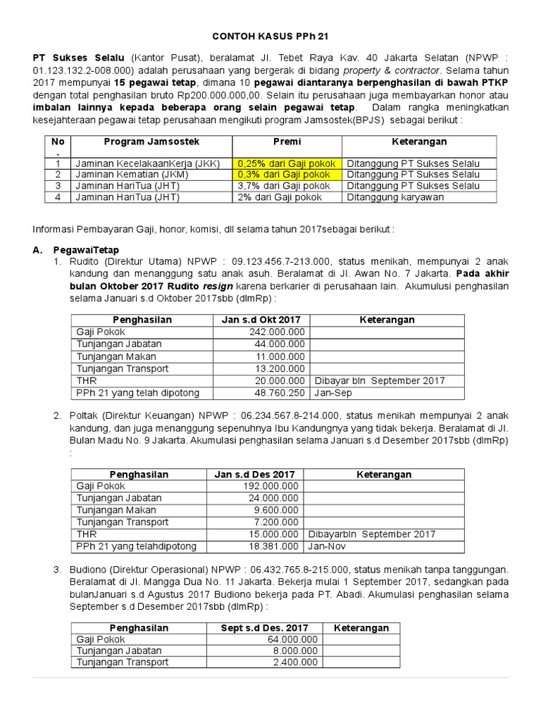 Latihan Isi SPT PPH 21 | PDF | Bisnis