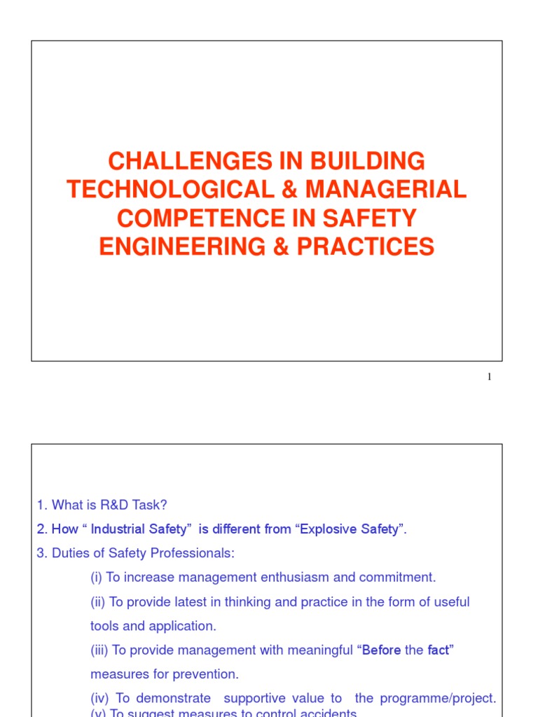 Challenges in Building Technological & Managerial Competence in Safety ...