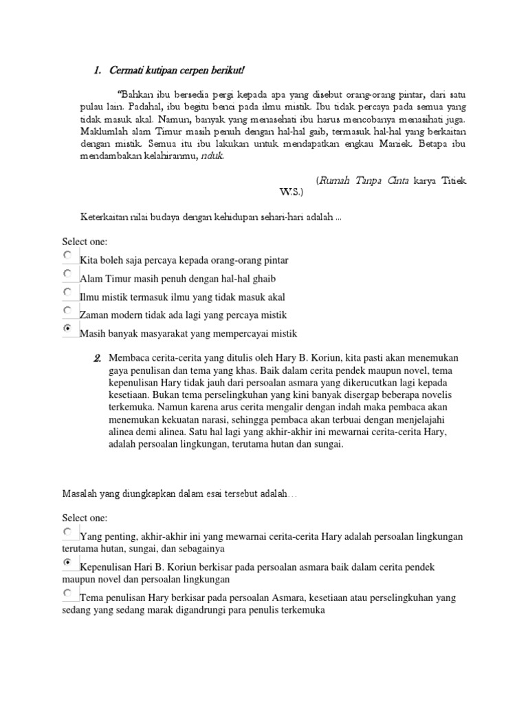 Cermati Kutipan Cerpen Berikut | PDF